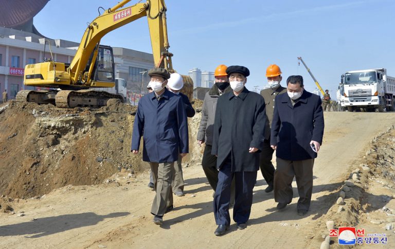 Pak Pong Ju and Kim Jae Ryong Inspect Construction Site of Pyongyang ...